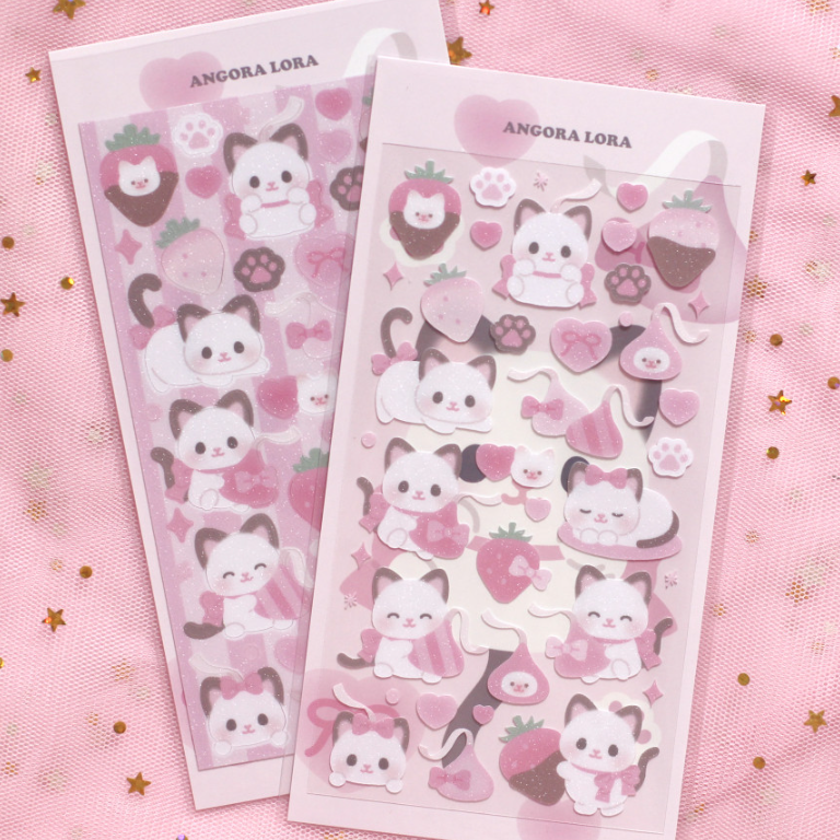 Angora Lora Strawberry Flavored Cat Sticker – AsterliaStudio By Sonya