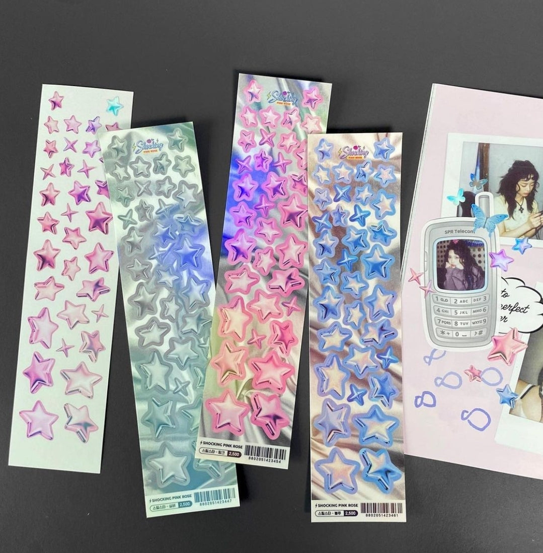Shocking Pink Rose Steel Star Sticker [3 vars] – AsterliaStudio By Sonya