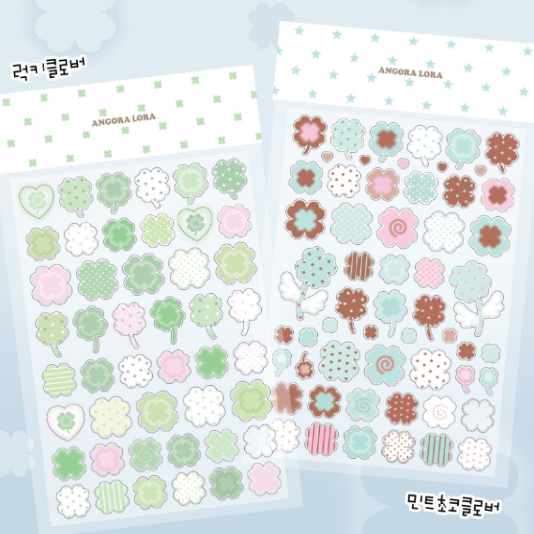 Angora Lora Transparent Four Leaf Clover Sticker (2 vars ...