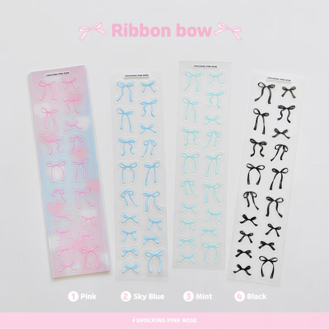 Shocking Pink Rose Ribbon Bow Sticker [4 vars] – AsterliaStudio By Sonya